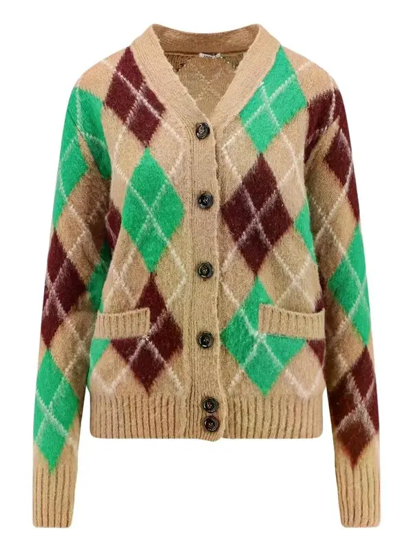 Aspesi Argyle Wool Cardigan - Brown