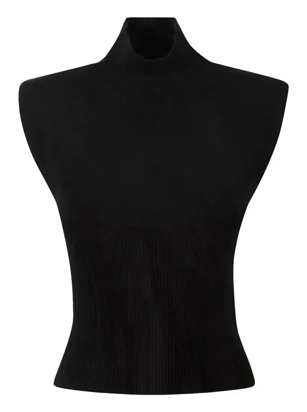 DONDUP Ribbed Turtleneck Top - Black