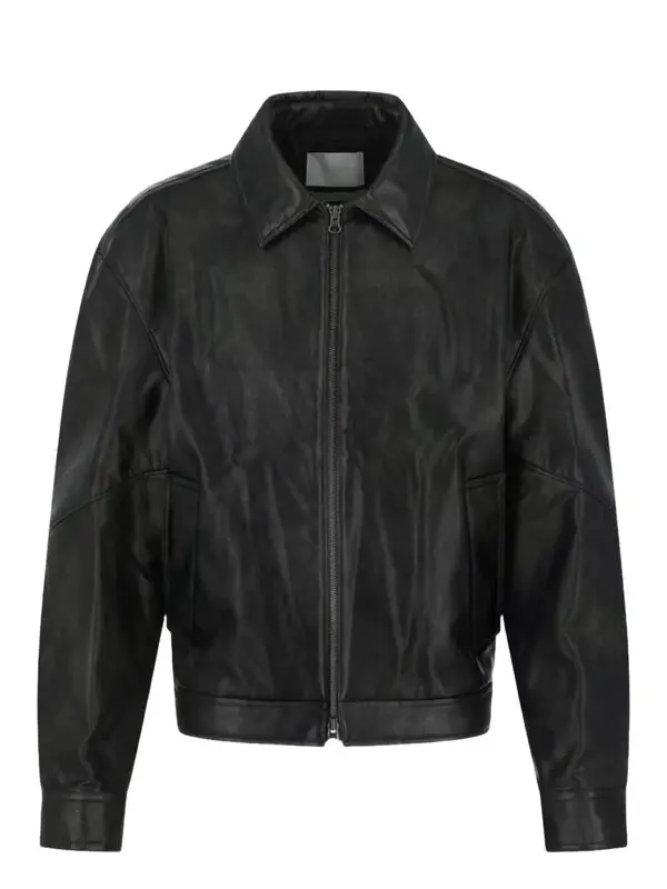 AMOMENTO Zip-up Bomber Jacket - Black