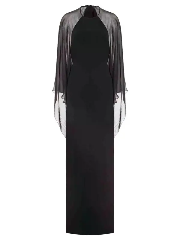 Alberta Ferretti Sheer-panel Maxi Dress - Black