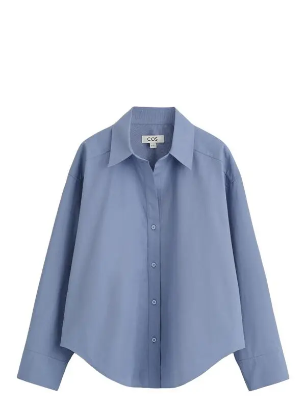 Cos Open-collar Cotton Shirt - Blue