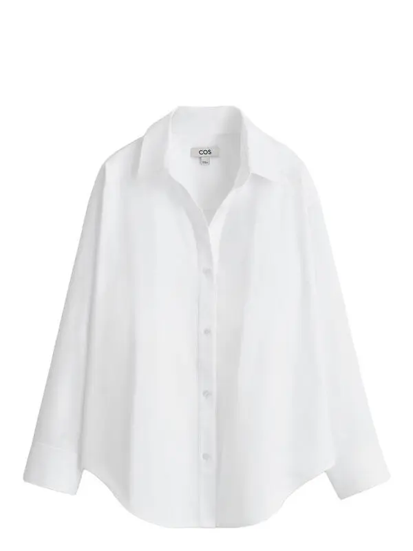 Cos Open-collar Cotton Shirt - White