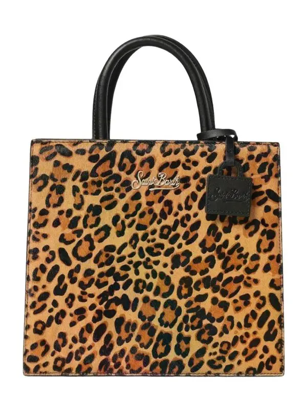 MC2 SAINT BARTH Leopard Print Top Handle Tote Bag - Brown