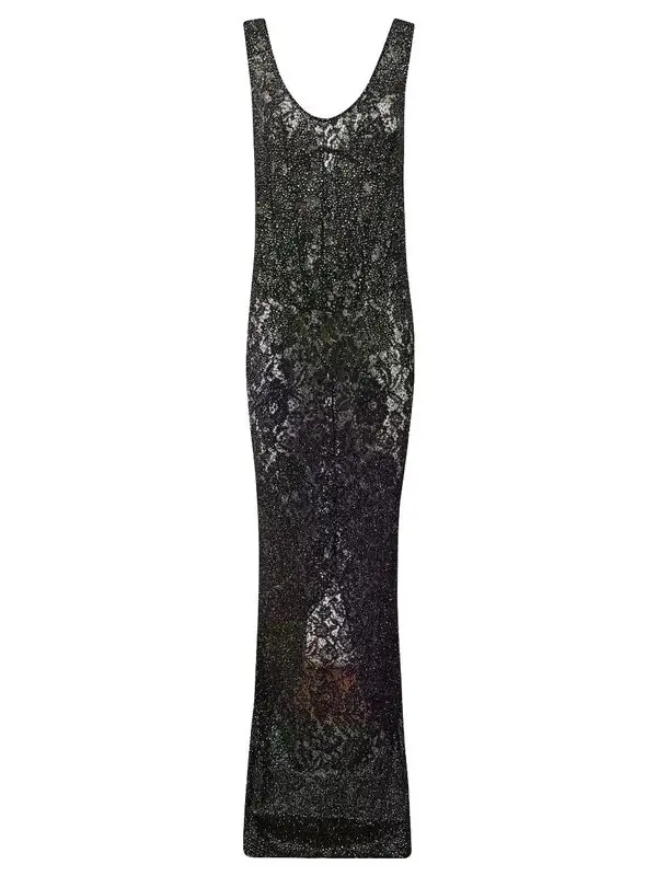 THE NEW ARRIVALS ILKYAZ OZEL Crystal-embellished Lace Maxi Dress - Black