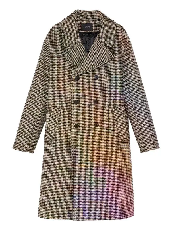 YVES SALOMON Houndstooth Double-breasted Coat - Neutrals