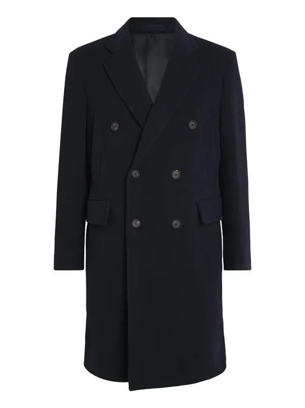 Eleventy Wool-cashmere Double-breasted Overcoat - Blue