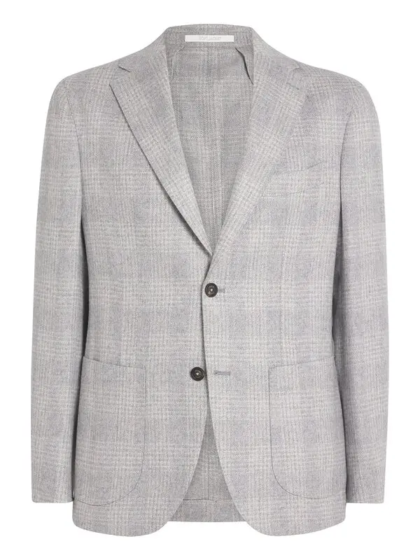 Eleventy Single-breasted Check Blazer - Grey