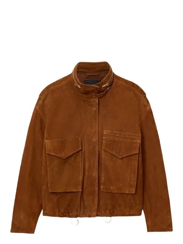 ALLSAINTS Suede Bomber Jacket - Brown