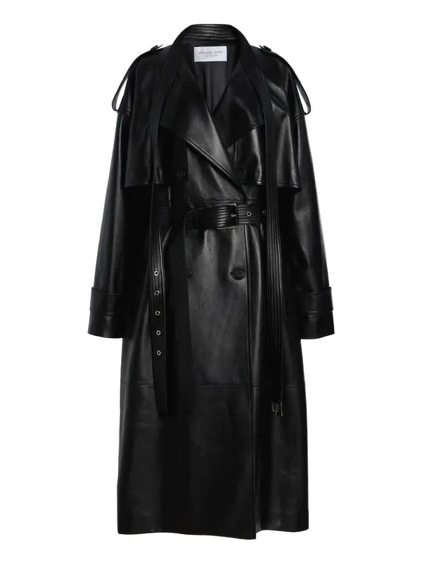 michael kors - Scarf-Detailed Leather Trench Coat
