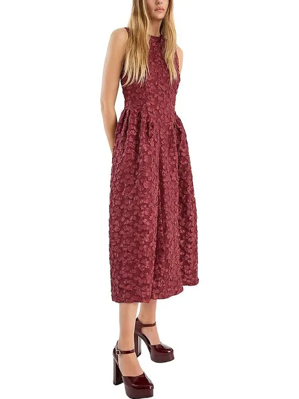 Remain Birger Christensen Jacquard Midi Dress - Zinfandel