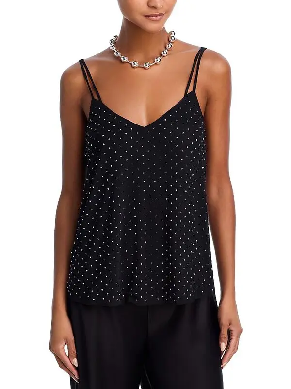 Aqua Embellished Mesh Cami Top - Black