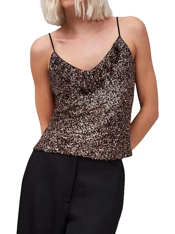 RO & ZO Sequin V-neck Cami - Brown