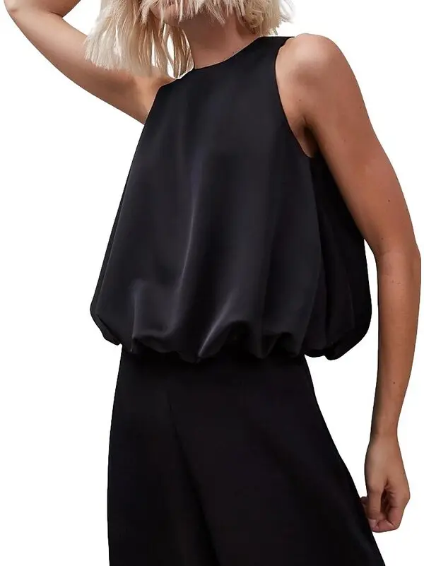 RO & ZO Sleeveless Bubble Hem Top - Black