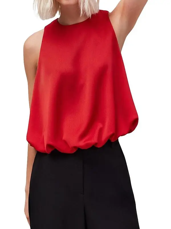 RO & ZO Sleeveless Bubble Hem Top - Red