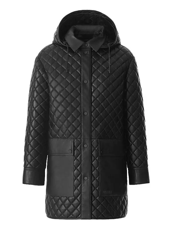 Mackage Hooded Leather Coat - Black