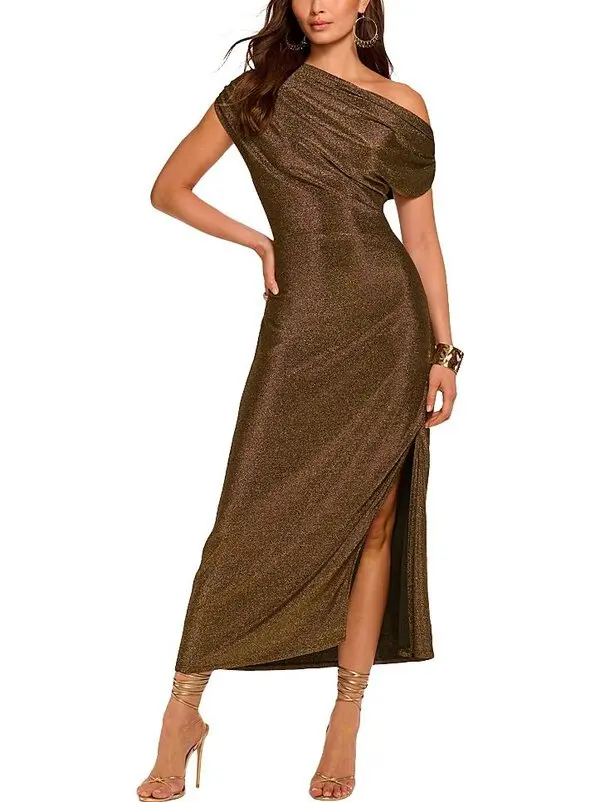 Ramy Brook Rocker Chet Metallic Dress - Gold Knit