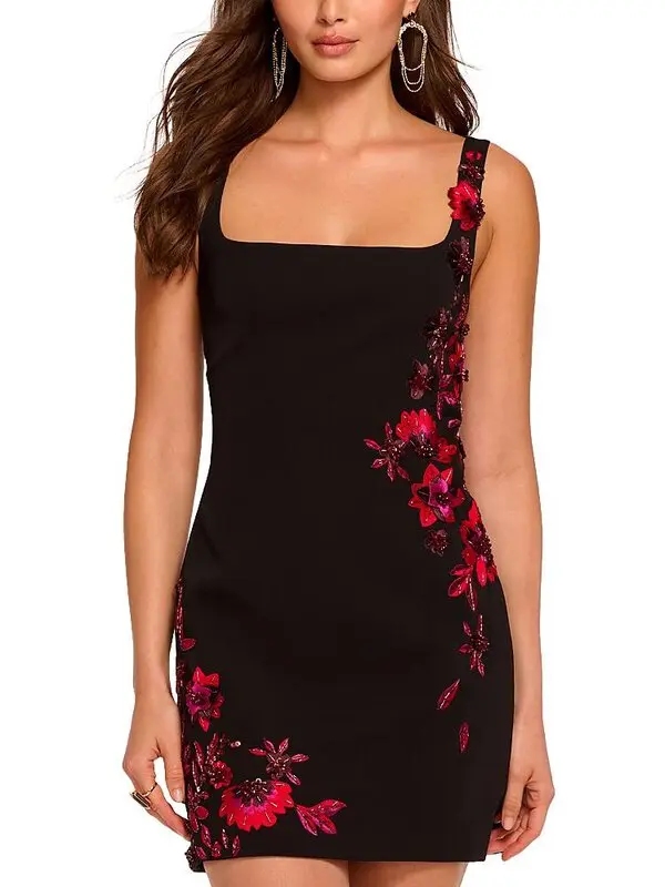 Ramy Brook Tina Embellished Mini Dress - Black Garden