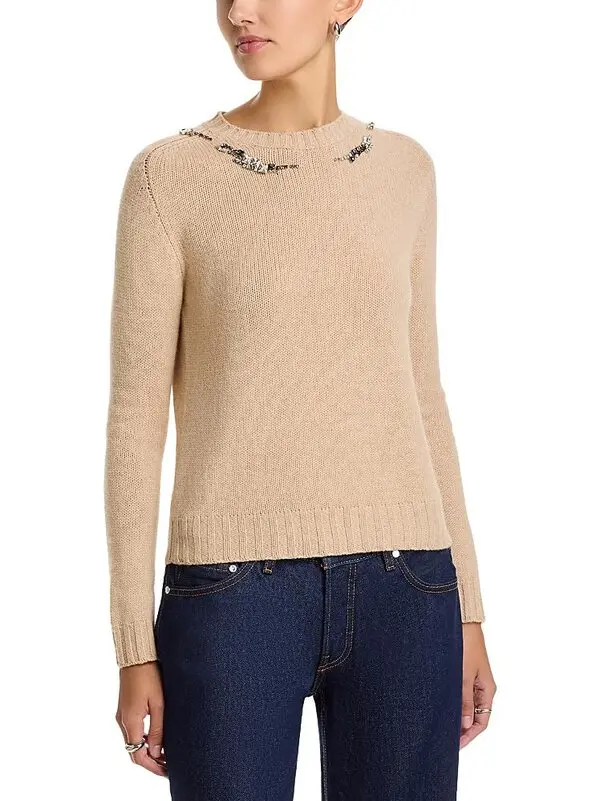 Fabiana Filippi Wool Blend Rhinestone Crewneck Sweater - Corda