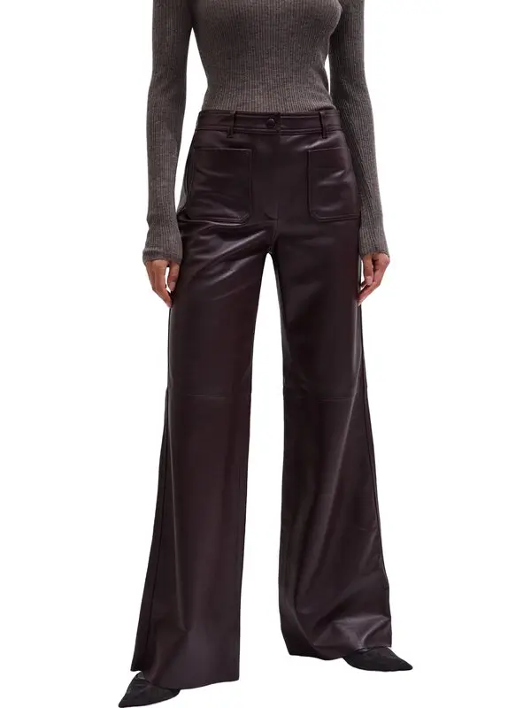 ME+EM Leather Boot Cut Trouser - Bordeaux