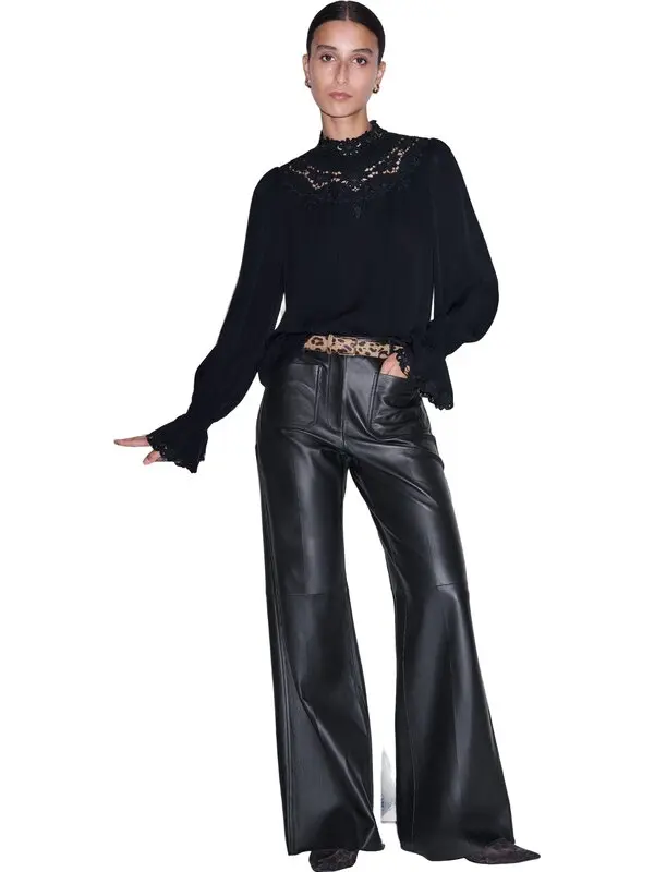 ME+EM Leather Boot-cut Trousers - Black
