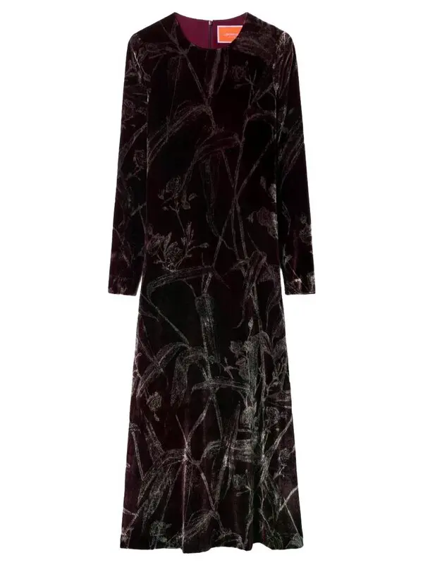 La DoubleJ Long-sleeve Bamboo-print Maxi Dress - Red
