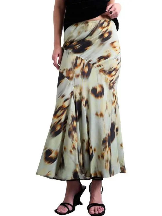 Topshop Ikat Print Bias Cut Maxi Skirt - Medium Green
