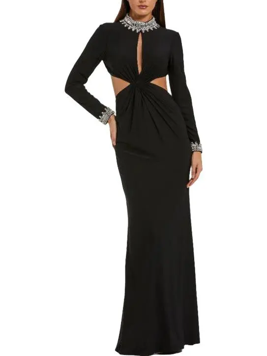 Mac Duggal Embellished Jersey Evening Gown - Black