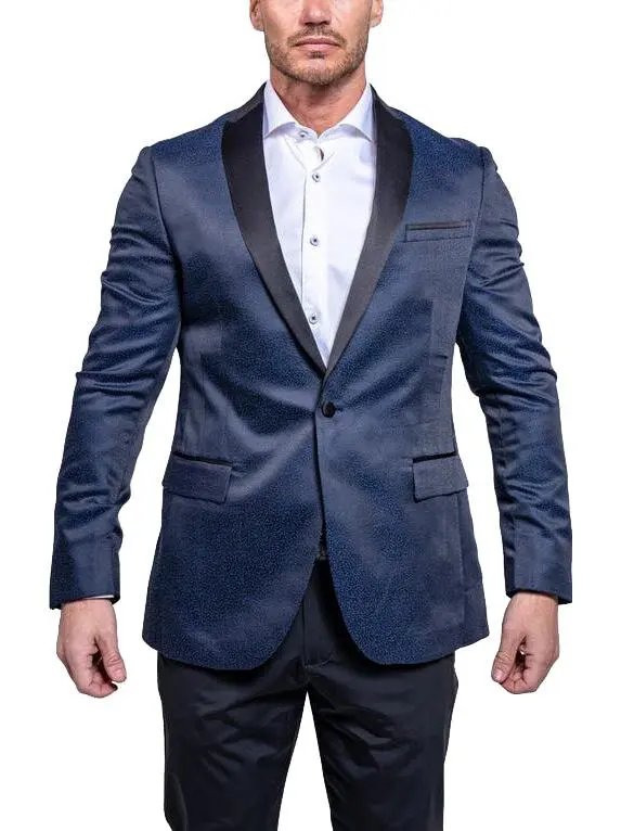 MACEOO Jacquard Dinner Jacket With Shawl Collar - Blue