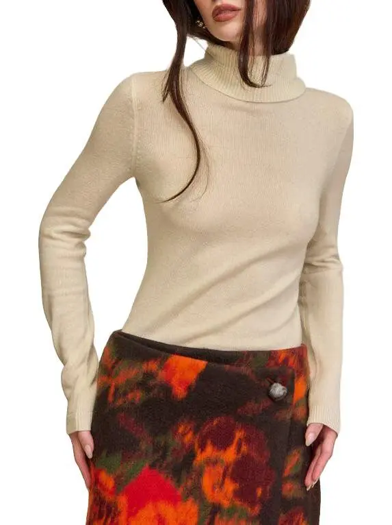 Cult Gaia Alice Turtleneck Wool & Cashmere Sweater - Light Oatmeal