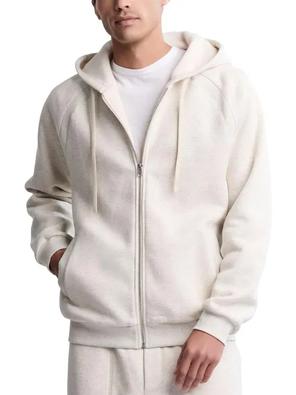 Barefoot Dreams Fleece Zip Up Hoodie - Heather Cream