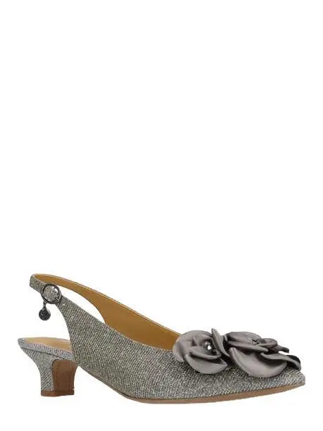 J. Reneé Jozey Pointed Toe Slingback Pumps - Pewter