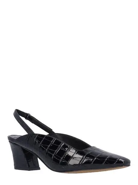 J. Reneé Stasia Croc Embossed Slingback Pumps - Black