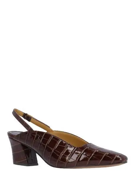 J. Reneé Stasia Croc Embossed Slingback Pumps - Brown