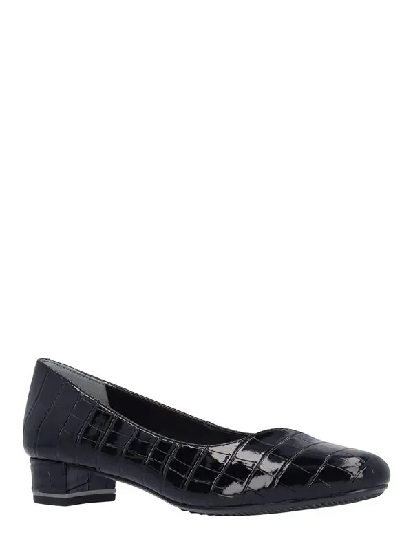 J. Reneé Bambalina Croc Embossed Block Heel Pumps - Black