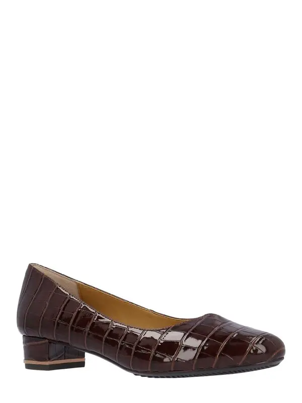 J. Reneé Bambalina Croc Embossed Block Heel Pumps - Brown