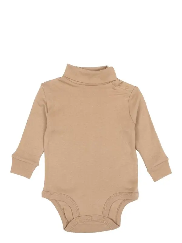 LEVERET Baby Turtleneck Long-sleeve Bodysuit - Beige