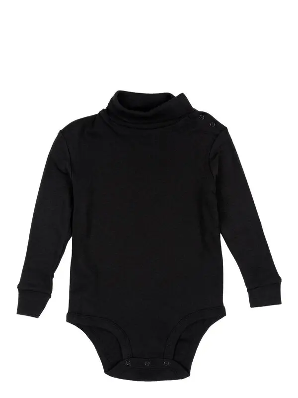 LEVERET Baby Turtleneck Long-sleeve Bodysuit - Black
