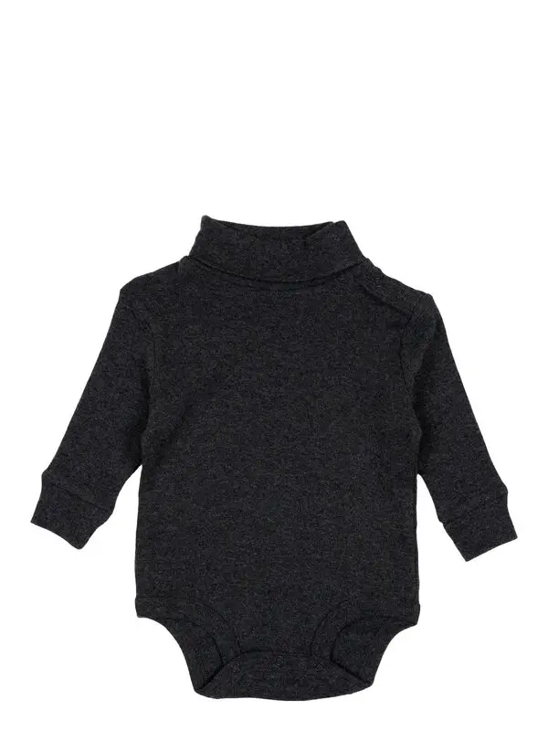 LEVERET Baby Turtleneck Long-sleeve Bodysuit - Dark Gray
