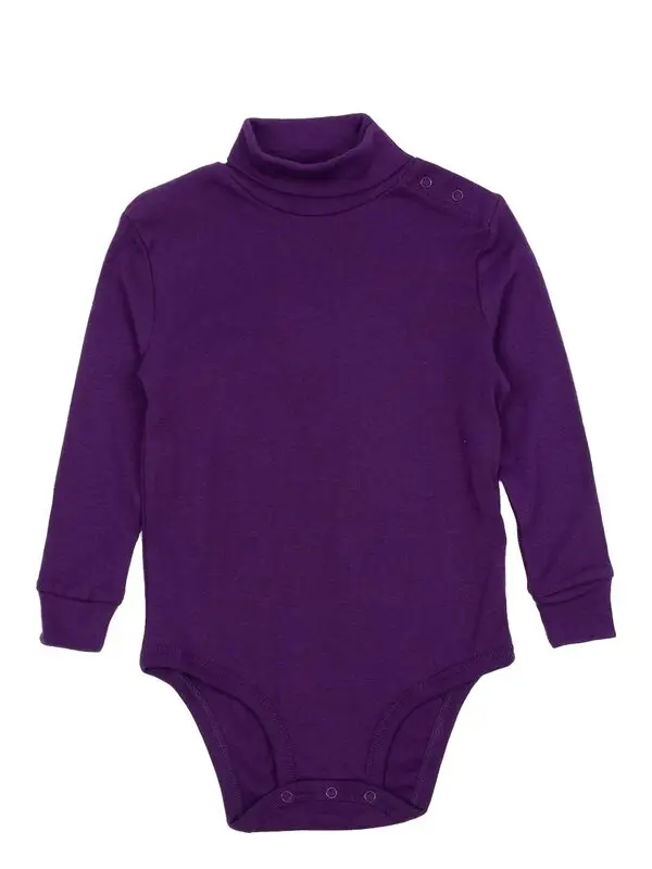LEVERET Baby Turtleneck Long-sleeve Bodysuit - Dark Purple