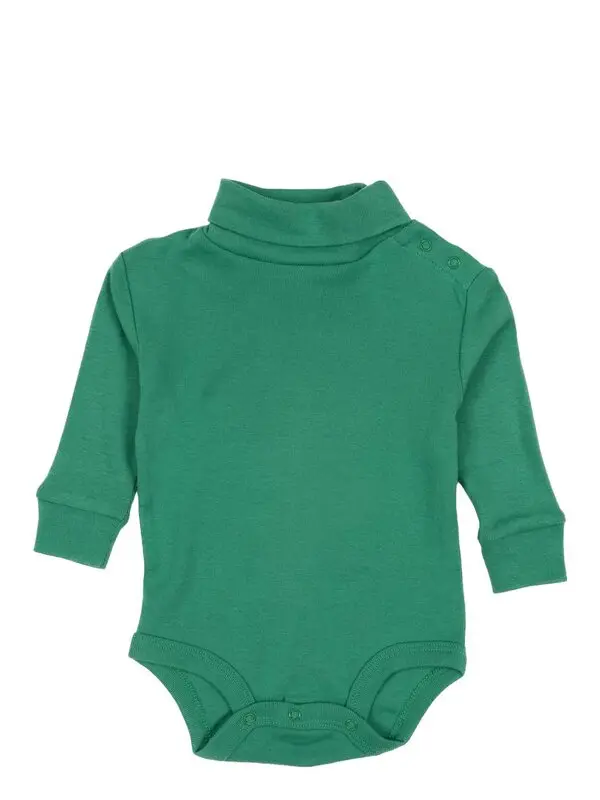 LEVERET Cotton Long Sleeve Turtleneck Bodysuit - Green