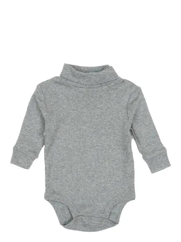 LEVERET Baby Turtleneck Long-sleeve Bodysuit - Light Gray