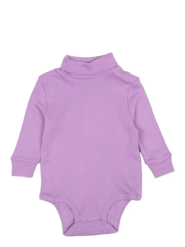 LEVERET Cotton Long Sleeve Turtleneck Bodysuit - Light/pastel Purple