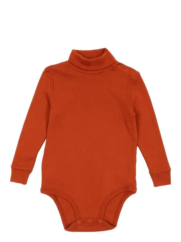 LEVERET Baby Turtleneck Long-sleeve Bodysuit - Rust