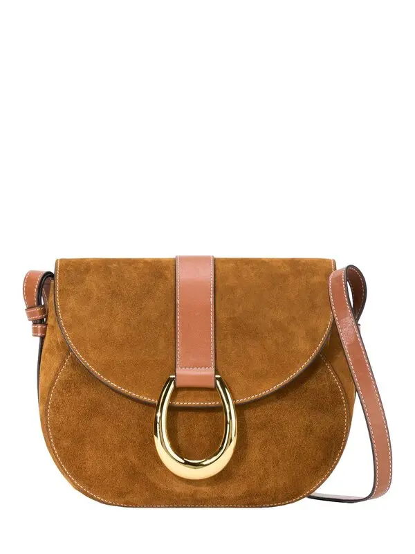 Staud Suede Saddle Crossbody Bag - Tan