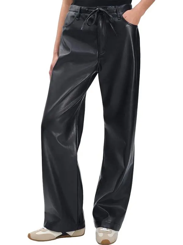 Rag & Bone Faux Leather Wide Leg Pants - Black