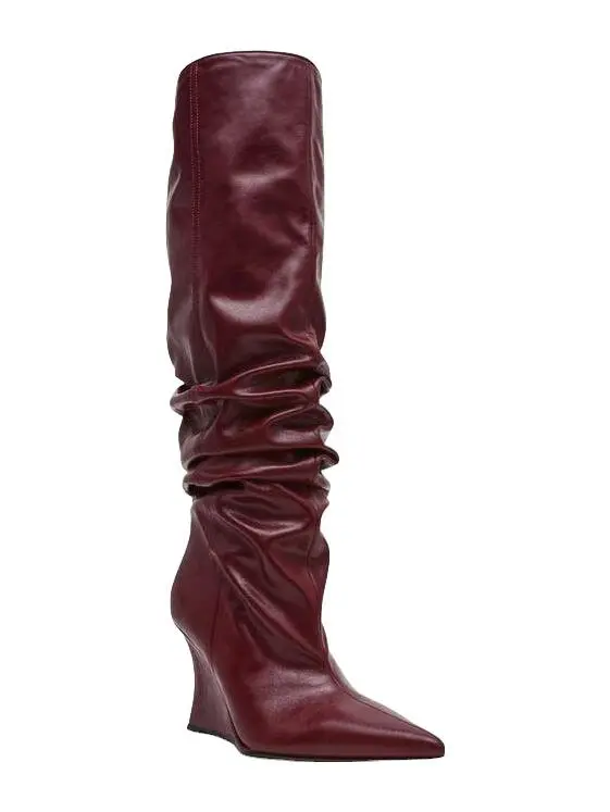 Steve Madden Distortion Knee High Boots - Burgundy