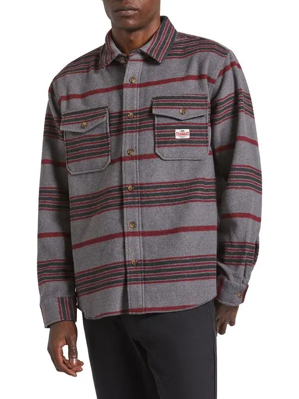 Brixton Altered Threads Stripe Fleece Button-up Overshirt - Multi Blanket Stripe