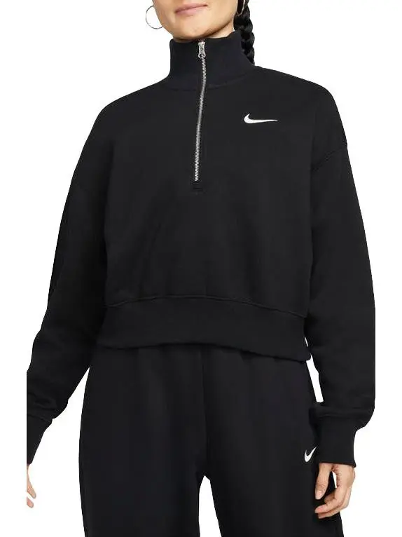 Nike Sportswear Phoenix Fleece Crop Sweatshirt - 010 010 Black/sail