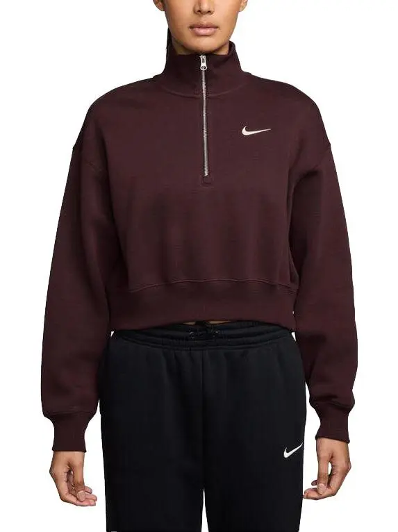 Nike Sportswear Phoenix Fleece Crop Sweatshirt - Burgundy/sail