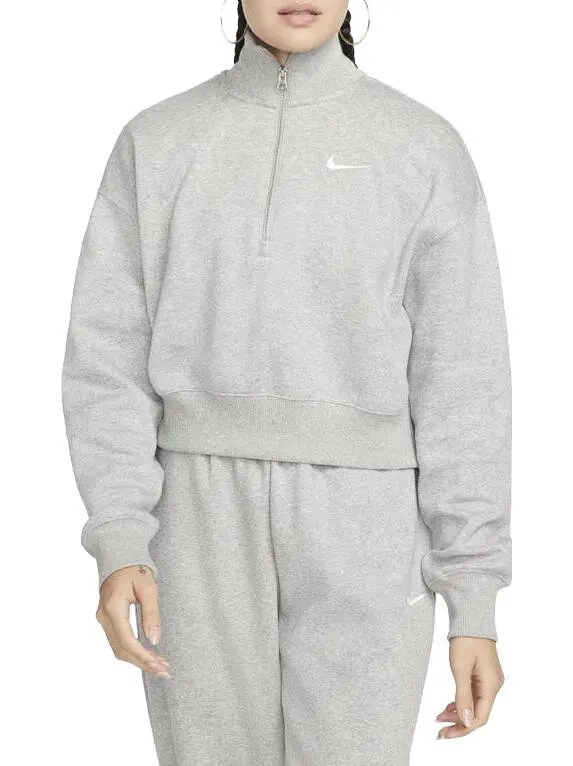 Nike Sportswear Phoenix Fleece Crop Sweatshirt - Dark Grey Heather/sail